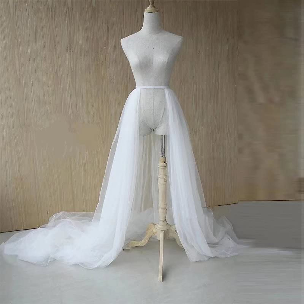 UATULT Detachable Wedding Train Only Length 66" Wedding Maxi Tulle Skirts Floor Length Overskirt for Bridal Party White