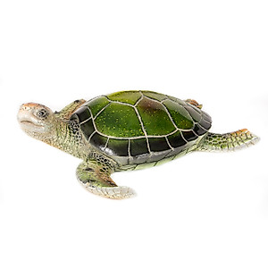 Corner Merchant Sea Turtle Statue Garden Decor Tabletop Display and Wall Hanging Sea Turtle Sculpture Measures 16 in x 15 in (Green)
