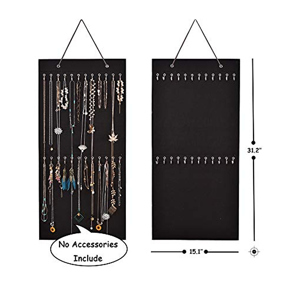 ZFZGFRCS Hanging Jewelry Organizer, Large Capacity and Organizer Storage for Hanging Necklaces, Bracelets, Earring Chains, Anklets, etc. (Black)