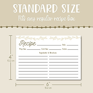Dekali Designs Rustic Recipe Cards 4x6 Inches (50 Pack) Double Sided Index Cards with Cute Floral Design