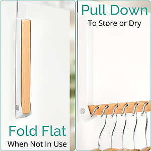 TERRA HOME Over The Door Clothes Hanger – Portable Retractable Travel-Friendly Laundry Room Hanging Rack – Convenient Over The Door Drying Rack for Laundry Ease - 2PCS (White)