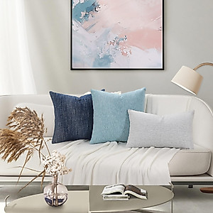 decorUhome Decorative Throw Pillow Covers 18x18 Set of 2, Farmhouse Textured Chenille Square Pillow Covers for Couch Sofa Bed Living Room, Grey