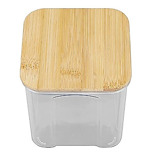 Yctze Airtight Food Storage Container with Bamboo Lid - Clear Jar for Noodles, Flour, Rice, Tea, Coffee Beans (900ml)