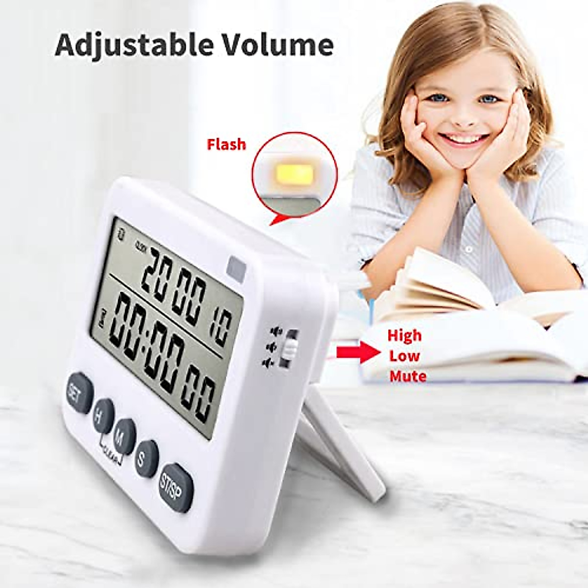 Tuffinix Digital Kitchen Timer Clock - Magnetic Countdown Timer for Cooking Count Up & Down Big Display with Memory Function and Loud Alarm for Kids Homework Gym Baking