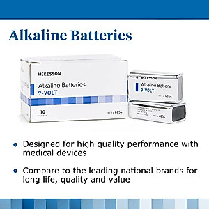 McKesson Alkaline 9V Batteries, 9 Volt, Long Lasting, 10 Count, 25 Packs, 250 Total