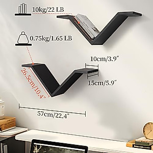 Mazjoaru Book Shelf for Wall Set of 2, Modern Hanging Bookshelf Wall Mounted Desktop Book Shelves Black Organizer for Bedroom Livingroom Office