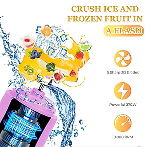 Wiztronix Portable Blender - 600ml Capacity, USB Rechargeable, Purple