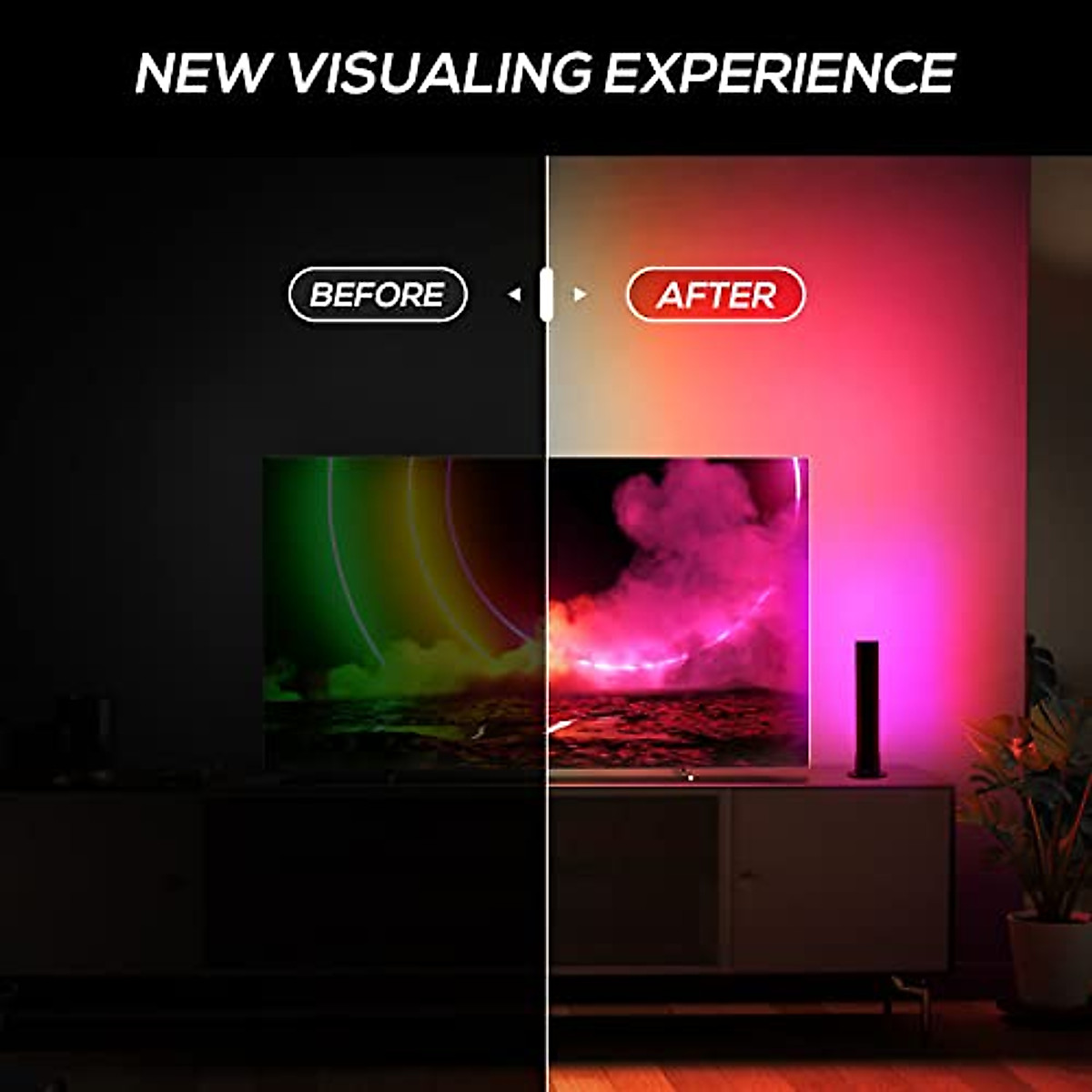 GOOZY 2PCS Smart LED Light Bar,RGB Lamp with Multiple Lighting Effects and Music Modes,for Gaming,Mood Light,PC,TV Backlights,Movies,Room Decoration,Desk,Gaming Accessories Stuff