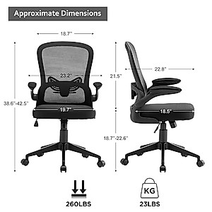 HMeeZnn Ergonomic Office Chair, Desk Chairs with Wheels Mesh Computer Chair Mid Back Swivel Chair with Adjustable Armrest Lumbar Support for Home Office Executive Work Study, Black