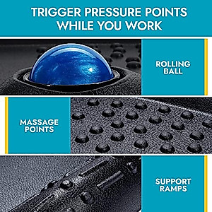 Standing Desk Mat, RUMIA Anti Fatigue Mat with Foot Massage Roller Ball, Not-Flat Comfort Floor Mat Ergonomic Standing Mat for Standing Desk Office and Home (Black)