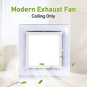 Bathroom Fan with Light Ceiling Mount Shower Ventilation Exhaust Fan with Color Change Light 3000K/4000K/6000K Vent Fan and Light Combo for Bathroom and Home 1.0 Sone 110 CFM 110V 4" Duct Square White