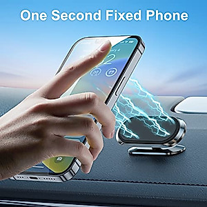 2-Pack Magnetic Phone Holder for Car, [8 Strong Magnet] Car Phone Mount Zinc Alloy Magnetic Car Phone Holder Mount 360° Rotation Car Magnetic Mount Universal Dashboard Cell Phone Holder for All Phones