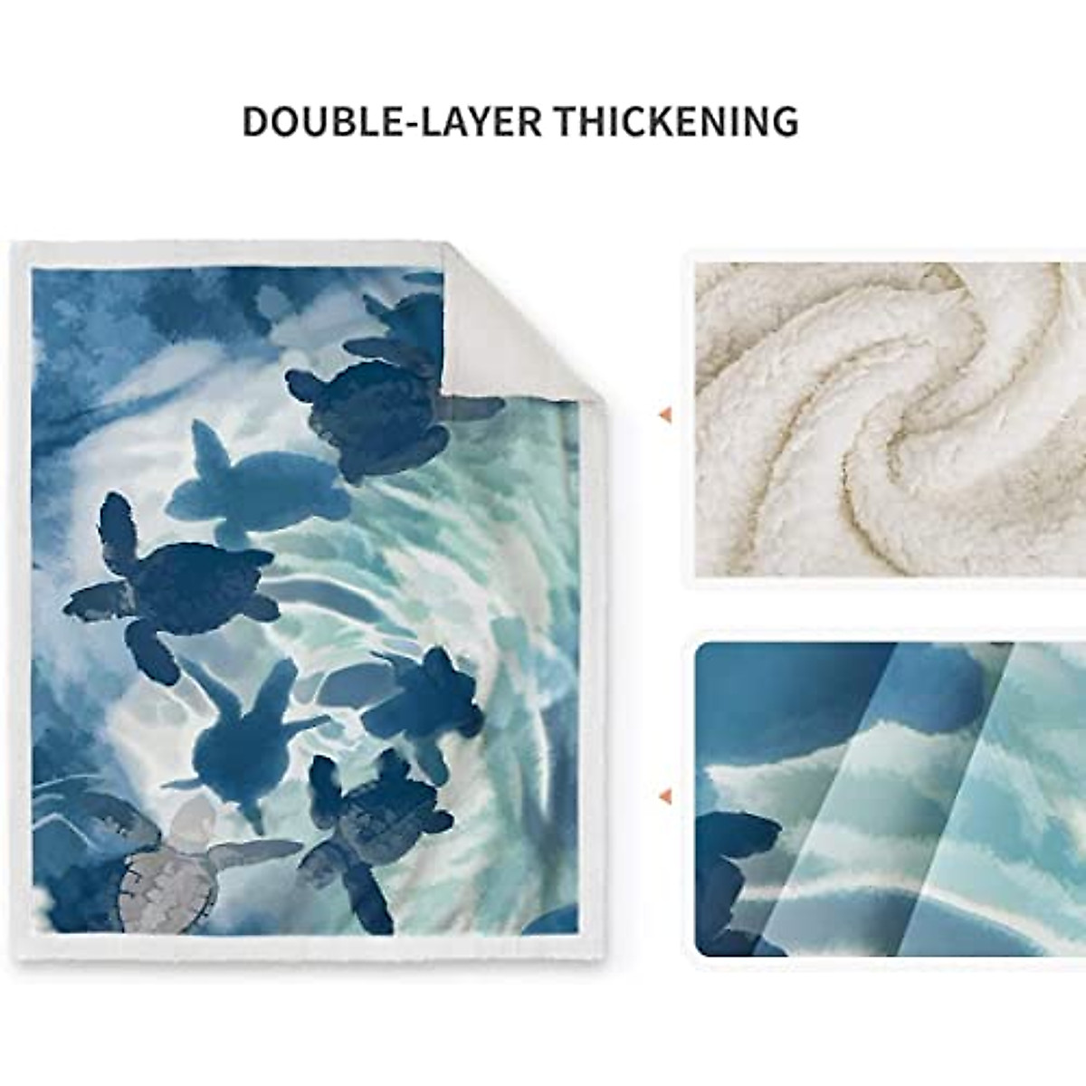 Jekeno Sea Turtle Sherpa Blanket Comfort Super Soft Print Throw Blanket for Adults Kids Gift Office 50"x60"