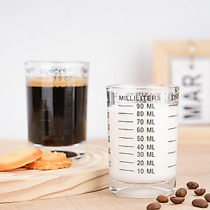 Shot Glass Measuring Cup 3 Ounce/90ML Liquid Heavy High Espresso Glass Cup Black Line