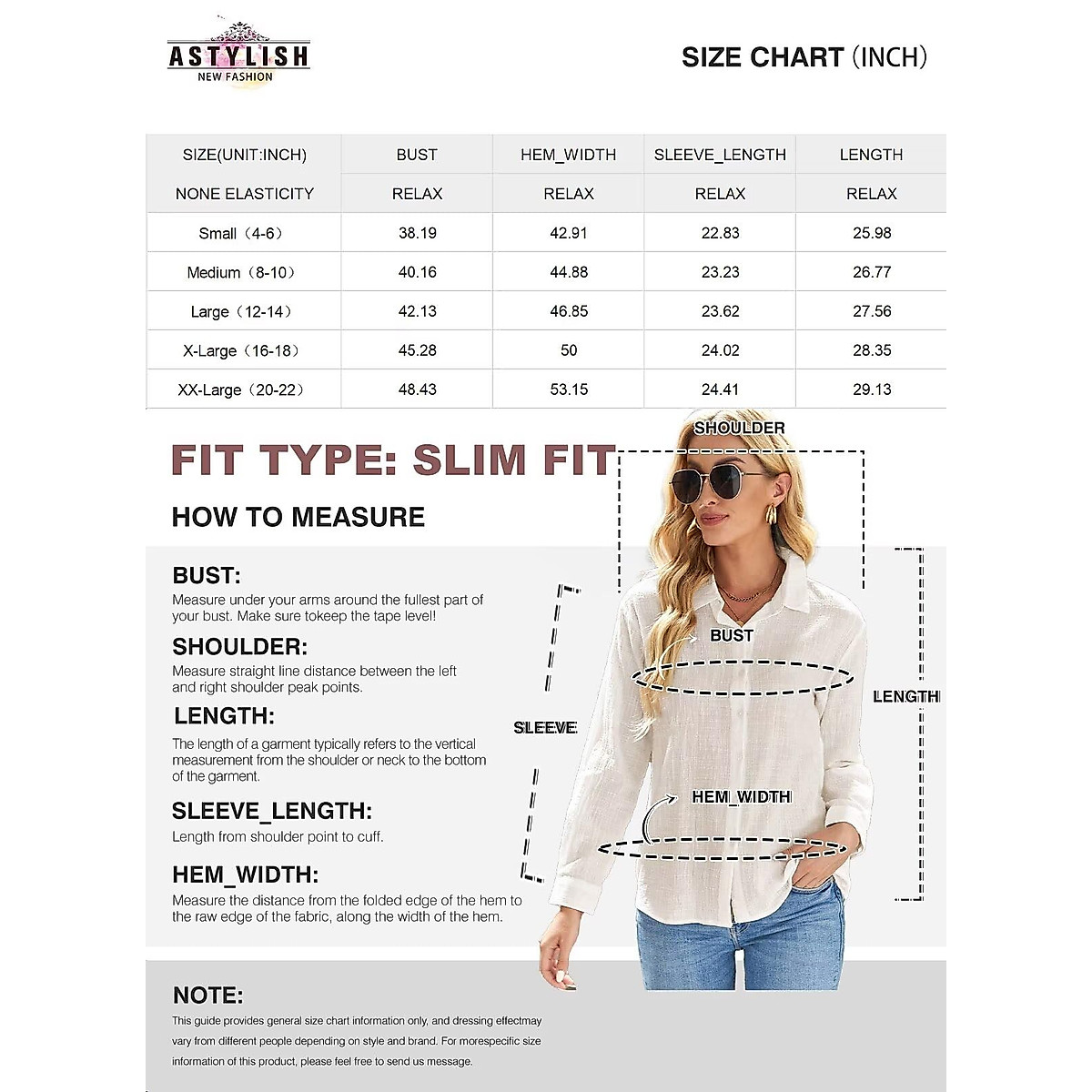 Astylish Women Fashion Clothing Long Sleeve Button Up Linen Shirts Business Casual Clothes White X-Large