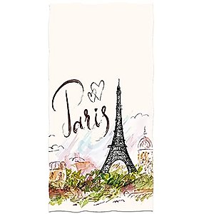 SLHETS Color Sketch of Eiffel Tower Hand Towels France Romantic City Paris Bath Towels Soft Absorbent Kitchen Dish Towels for Bathroom/Kitchen Decoration Hotel Gym Spa Sweat Towels 13.6 * 29'