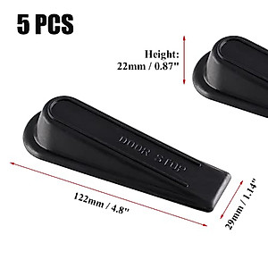 Bivethoi 5 Pack Heavy Duty Door Stopper 0.87", Black Rubber Door Stop Wedge Sturdy Stackable Door Stops for Bottom of Tile, Concrete, Carpet, Wooden Door