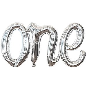 Big, Silver One Balloon for First Birthday - 20 Inch | One Birthday Balloon for Winter Onederland 1st Birthday Girl Decorations | One Silver Balloon, One Mylar Balloon | One Balloons for 1st Birthday