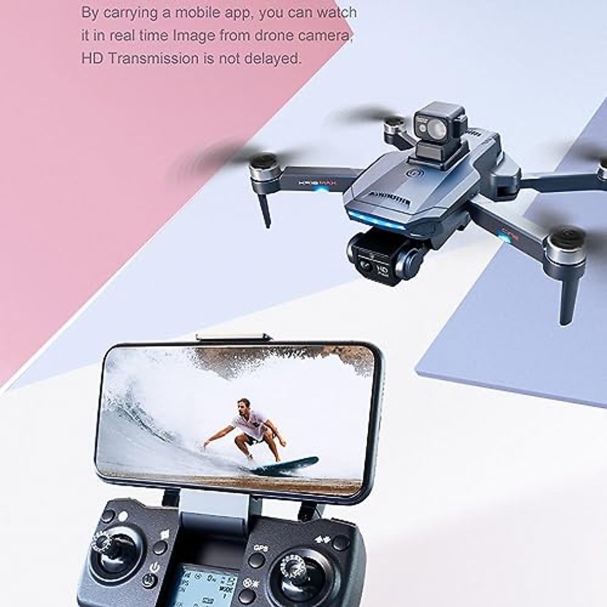 RKSTD Drone With Camera For Adults - HD FPV RC Drone, Without Obstacle Avoidor, Foldable RC Drone Altitude Hold, Headless Mode, Brushless Motor, Follow Me, Gift For Adult Beginners