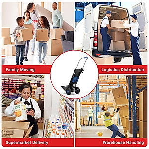 XSTO Heavy Duty Stair Climbing Hand Trucks 550lbs Capacity, Electric Dolly with Back Board Powered Stair Climbing Cart 480W Carbon Steel Frame, Adjustable Handle Stair Climber Trolley(ZW4250)