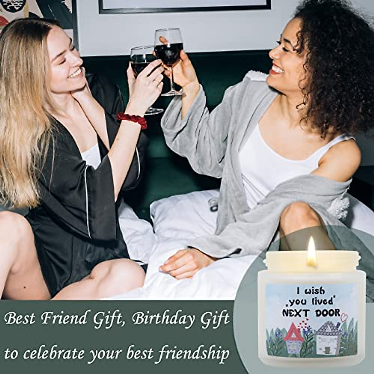 I Wish You Lived Next Door Lavender Scented Candles (4 oz), Friendship Gifts, Birthday Gifts for Women, Mothers Day Gifts - Best Gifts for Housewarming, All-Natural Soy Candles Gifts for Women