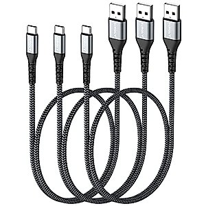 SUNGUY USB C Cable 1.5FT [3Pack] 18W USB 2.0 Short Type C Cord Fast Charging Data Sync Braided Compatible with Samsung Galaxy S22/S22+ S21 S20 S10 Plus, LG V50 V40 Other USB C Charger