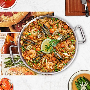 LOLYKITCH 13 Inch Tri-ply Stainless Steel Paella Pan,Griddle,Large Skillet,Omelet,Jumbo Cooker,Heavy Duty,Dishwasher and Oven Safe.