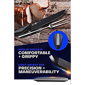 Dalstrong Carving Knife & Fork Set - 9" Blade - Shadow Black Series - Black Titanium Nitride Coated - High Carbon - 7CR17MOV-X Vacuum Treated Steel- Sheath - NSF Certified