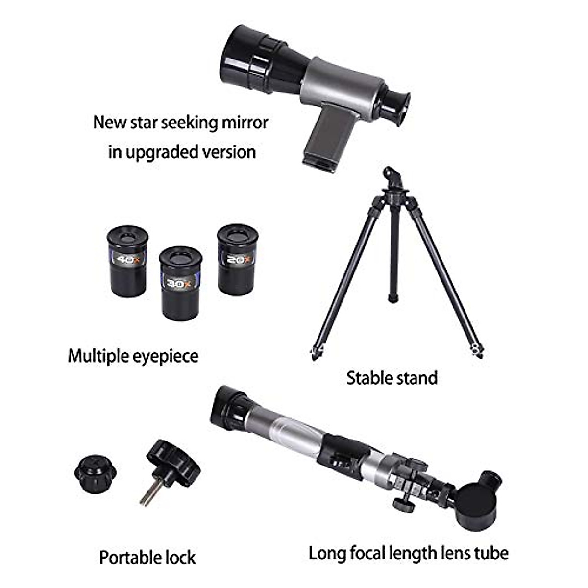 GREFER Refractor Telescopes for Astronomy Beginners Adults& Kids,High Definition Night Stargazing Vision Telescope White