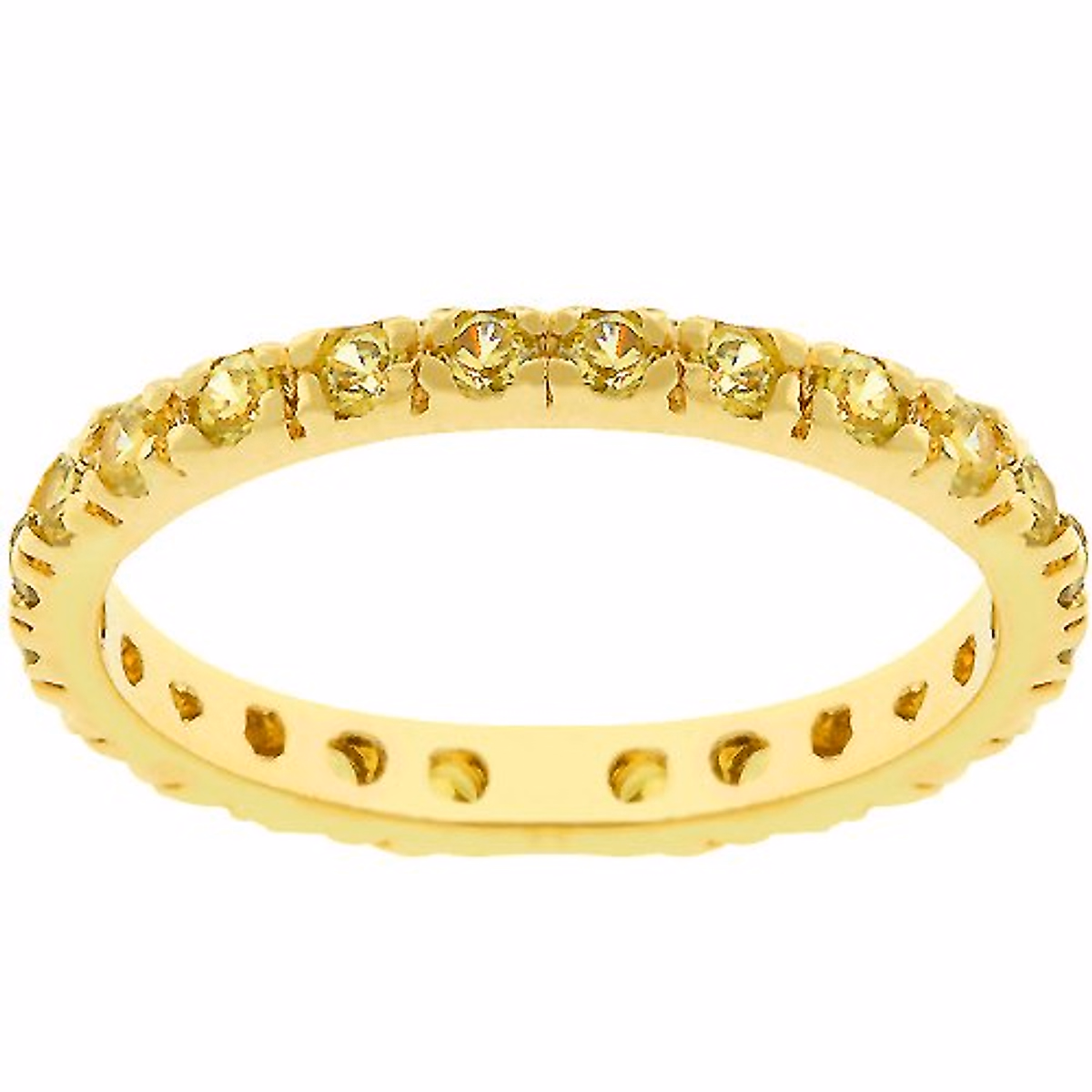 Kate Bissett 18k Gold Plated Eternity Ring with Channel Set Yellow Cubic Zirconia Size 7