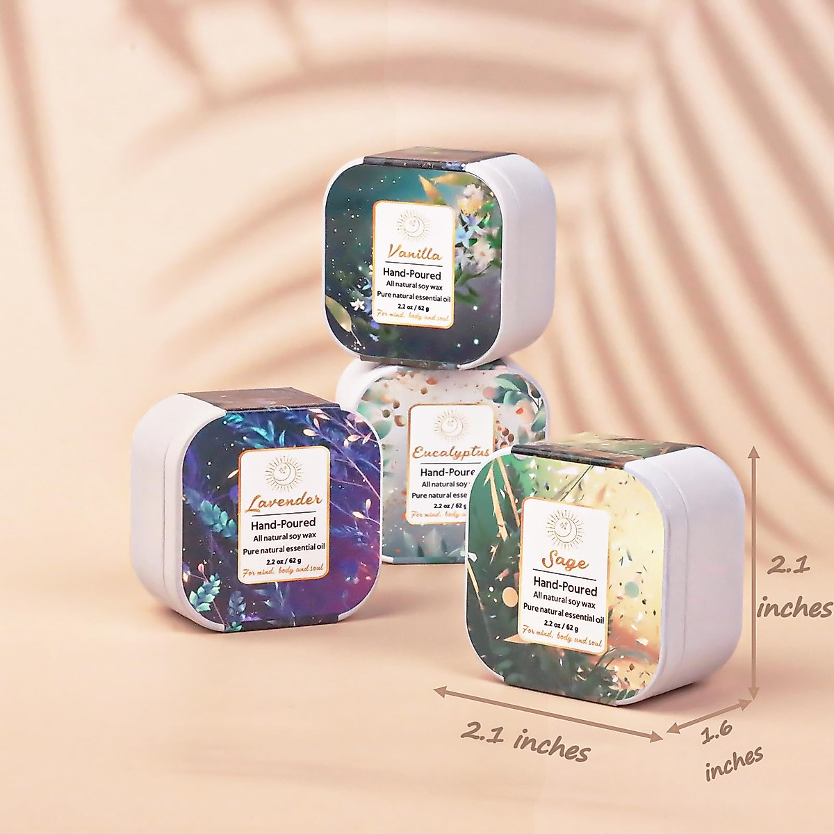 8PCS Square-Shaped Scented Candle Gift Set for Women, Organic Aromatherapy Soy Wax Jar Candles for Housewarming Gift, Unique Bulk Candles for Home Scented, Relaxing Gift, Birthday, Christmas