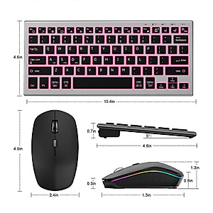 FENISIO Wireless Keyboard Mouse, Ultra Slim Bluetooth 2.4G Slient Wireless Keyboard and Mouse Combo with Backlit, Multi-Device USB Rechargeable Keyboard Mouse for Laptop PC Windows Desk (Silver White)