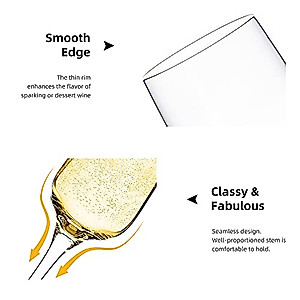 FAWLES Crystal Champagne Flutes Set of 6 - Classy Clear Stemmed Champagne Flute Glasses, Mimosa Glasses, 7 Ounce, Idea for Anniversary, Party, Wedding