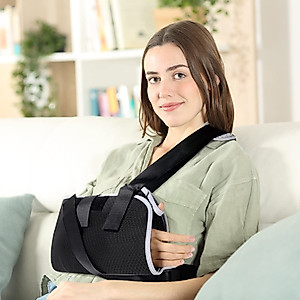 Arm Sling Shoulder Immobilizer with Back Belt, Breathable Lightweight Shoulder Sling Airflow Mesh Fabric Rotator Cuff Sling, Broken Arm Bandage for Shoulder Arm Injury Recovery