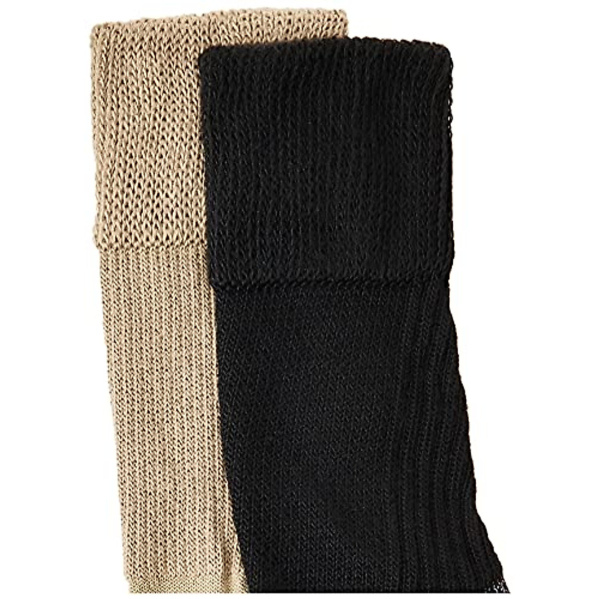 Dr. Scholl's Men's 2 Pack Non-binding Diabetes and Circulatory Odor Resistant Crew Casual Sock, Khaki/Black, Shoe Size 13-15 US