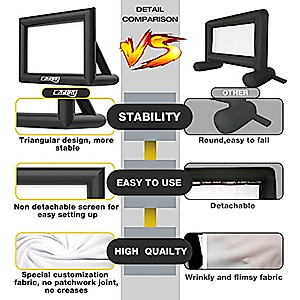 Inflatable Projector Screen - Outdoor Movie Screen Blow Up for Movie Parties Backyard Outside, Inflatable Screen with Air Blower and Carry Bag, Front and Rear Projection (16FT with Blower)