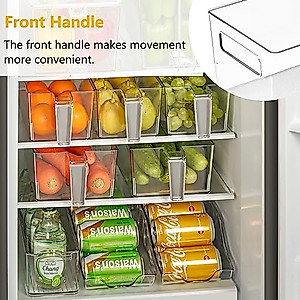 vacane 2 Pack Refrigerator Organizer Bins with Silicone Handle,Plastic Pantry Organization and Storage,BPA-Free Multi-Use Organizer Bins,Kitchen Containers for Fruit,Vegetable