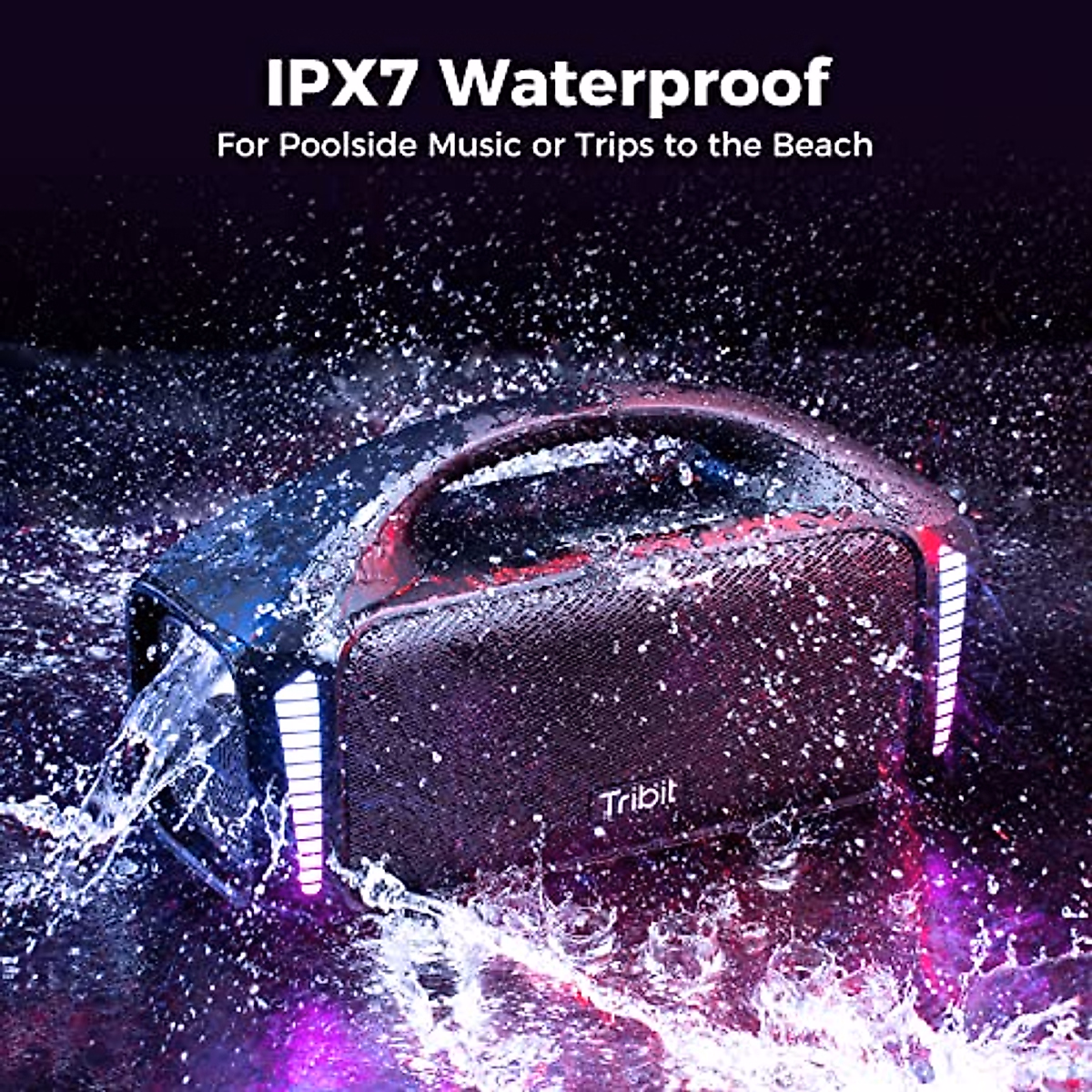 Tribit StormBox Blast Portable Speaker: 90W Loud Stereo Sound with XBass, IPX7 Waterproof Bluetooth Speaker with LED Light, PowerBank, Bluetooth 5.3&TWS, Custom EQ, 30H Playtime, Outdoor/Camping/Party