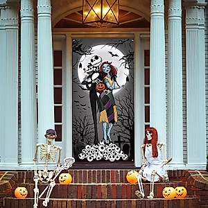 Halloween Decorations Halloween Gothic Skull Door Cover Christmas Nightmare Before Front Porch Sign Halloween Decorations and Supplies for Home Party
