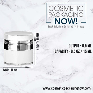 Cosmetic Packaging Now Echo Airless Jar (15ML, Shiny Silver Collar)