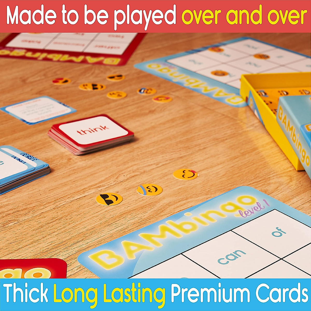 THE BAMBINO TREE Sight Word Bingo Game Level 1 and 2 - Learn to Read Vocabulary for Kindergarten 1st Grade - Dolch's Fry's Words Lists