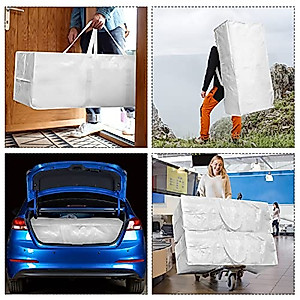 4 Pieces Heavy Duty Moving Bags Extra Large Storage Totes with Zippers and Handle 100 Lbs Waterproof Huge Tote Duffel Moving Supplies for Apartment College Essentials (White)