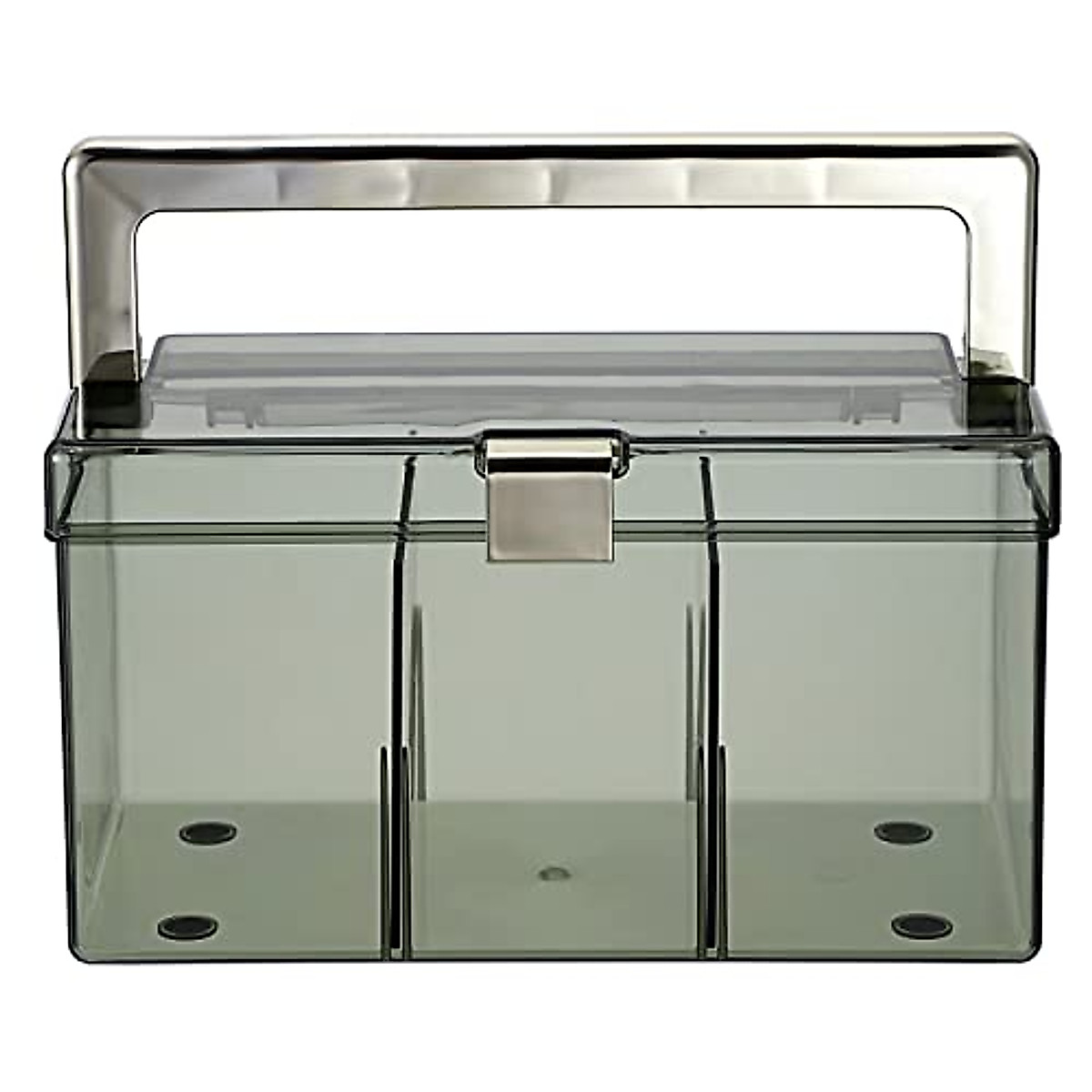 BTSKY Multipurpose Plastic Storage Box with Top Handle & Latch Lock- Portable Storage Box Sewing Box, Tool Box with 2 Removable Grids and Anti-slip Feet for Organizing Art Craft Supplies, Cosmetics, Stationary Supplies(Clear Green)