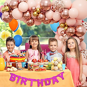 RUBFAC 143pcs Rose Gold Balloon Arch Kit Nude Pastel Pink Rose Gold Confetti Balloon Metallic Gold Balloon Garland for Baby Shower Birthday Wedding Bachelorette Party Decoration