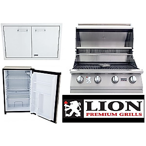 Best of Backyard L-60000 Built in BBQ LP 32", Double Door w/Towel Rack and Refrigerator 4.5 cubic Stainless Steel Front Door