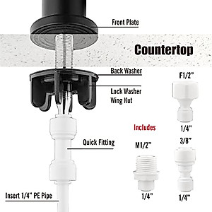 Kitchen Water Filter Faucet(2022NEW)100% Lead-Free Drinking Water Faucet Fits Most Reverse Osmosis Units or Water Filtration System in Non-Air Gap, Stainless Steel 304 Body(Matte Black)