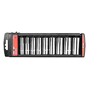 MAXPOWER 3/8-Inch Drive Deep Socket Set, SAE/Inch, 9 Pieces, 6 Point Socket Set, 3/8", 7/16", 1/2", 9/16", 5/8", 11/16", 3/4", 13/16", 7/8"