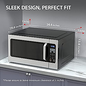 Toshiba ML-EM62P(SS) Large Countertop Microwave with Smart Sensor, 6 Menus, Auto Defrost, ECO Mode, Mute Option & 16.5" Position Memory Turntable, 2.2 Cu Ft, 1200W, Stainless Steel