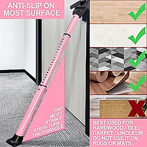 AceMining Upgraded Door Security Bar & Sliding Patio Bar, Heavy Duty Stoppers Adjustable Jammer for Home, Apartment, Travel (2 Pack,Pink)