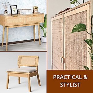 18" Width Square Rattan Cane Webbing Roll 12 Feet for Caning Projects Fine Radio Net Mesh Pre Woven Open Rattan Fabric Furniture Woven Rattan Sheet Crafts Chair Caning Supplies Wicker (12 Feet)